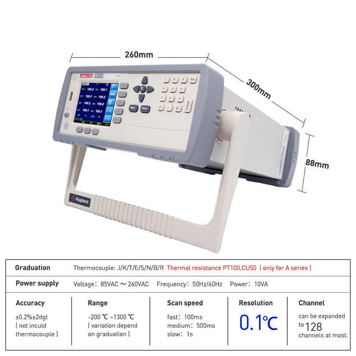 Industrial Multipoint Temperature Meter Data Logger AT4508