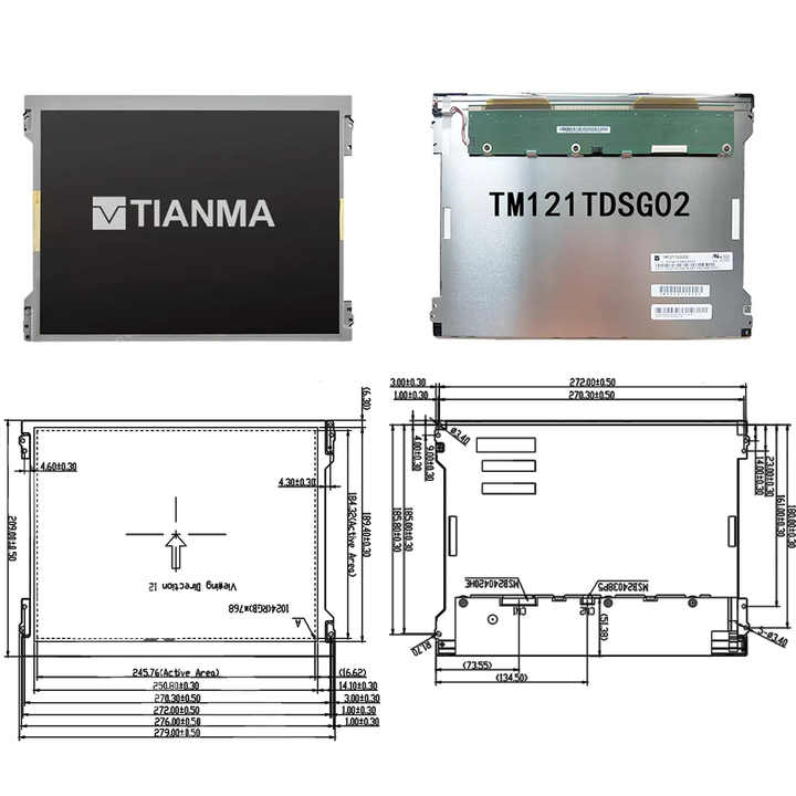 TIANMA 12.1'' 1024*768 LCD Panel TM121TDSG02 LVDS 20 Pins Industrial ...