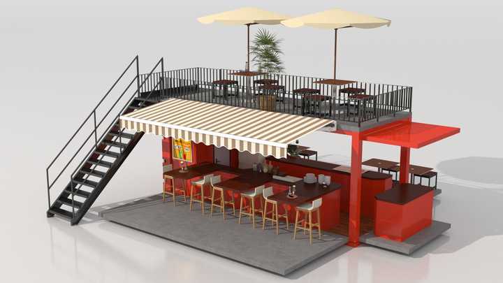 20ft High Cube Beach Bar - Foldable Container Office Sale