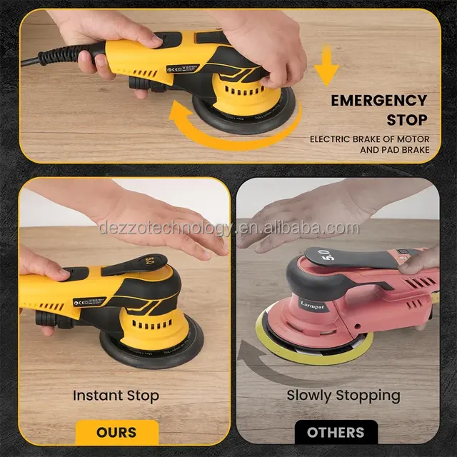 400W Brushless Random Orbital Sander with Pluggable Wire Variable Speed ...
