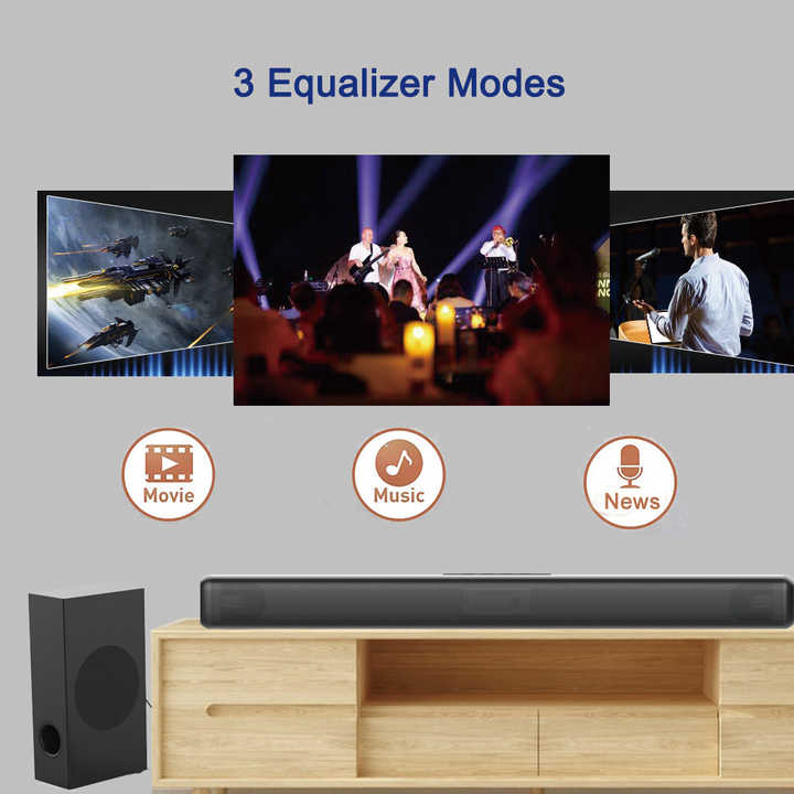 120W wired subwoofer 2.1ch Soundbar 3D Virtual Surround Sound System ...