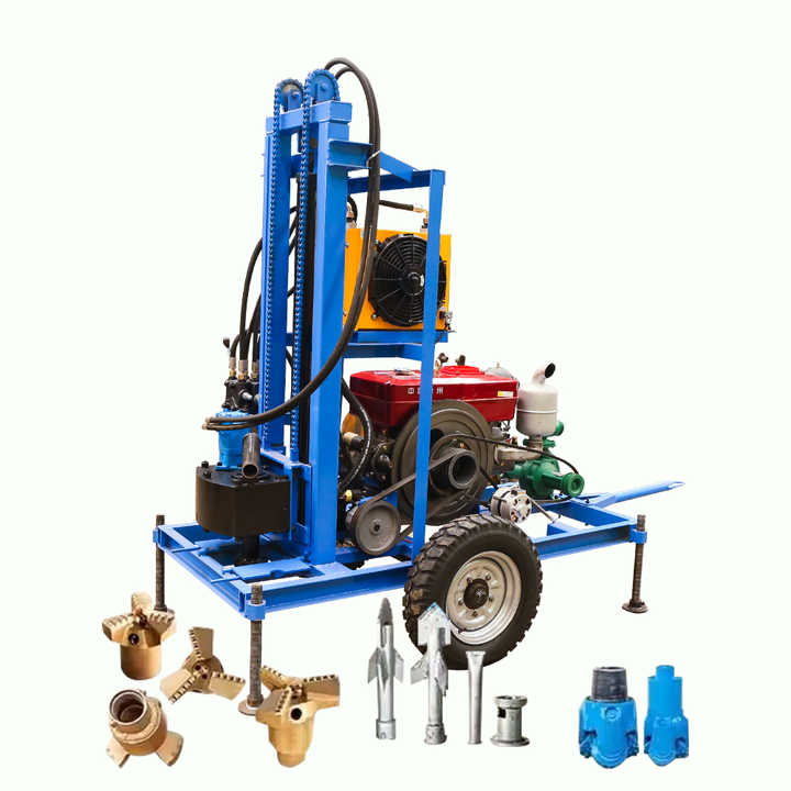 Wheels Hydraulic Diesel Water Well Drilling Rig 100m 150m Depth ...