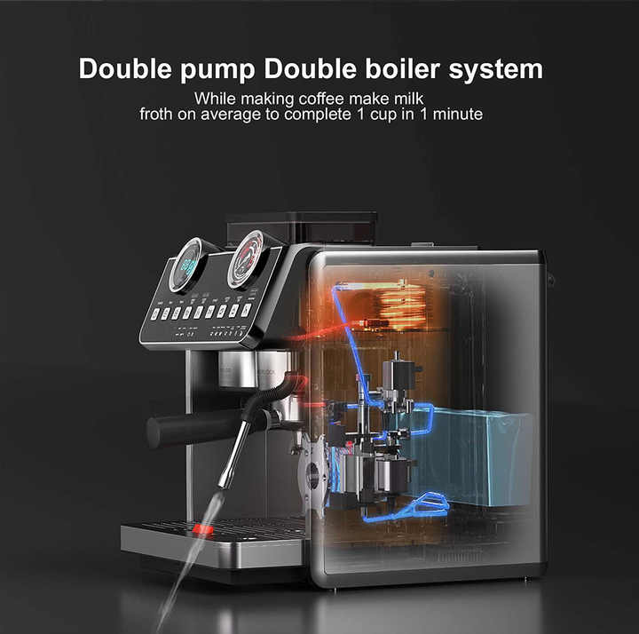 Double Boiler Electric Espresso Machine Semi-Automatic with Beans ...