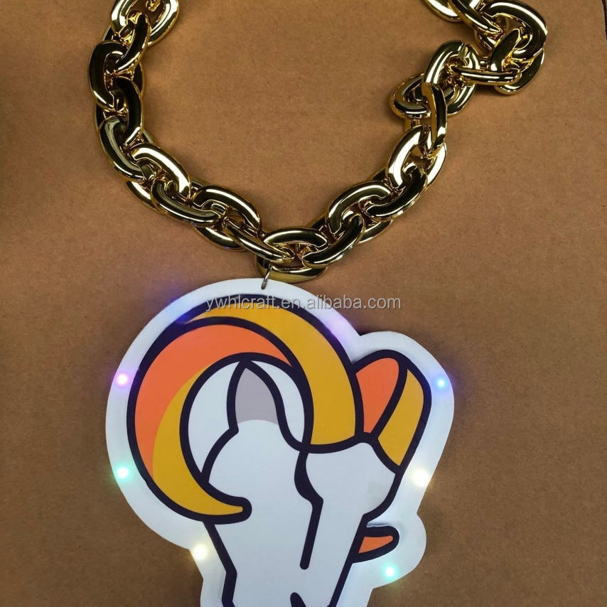 HLC Custom LED Lighting up Jumbo Pendant Necklace 3D Flashing Foam Fan ...