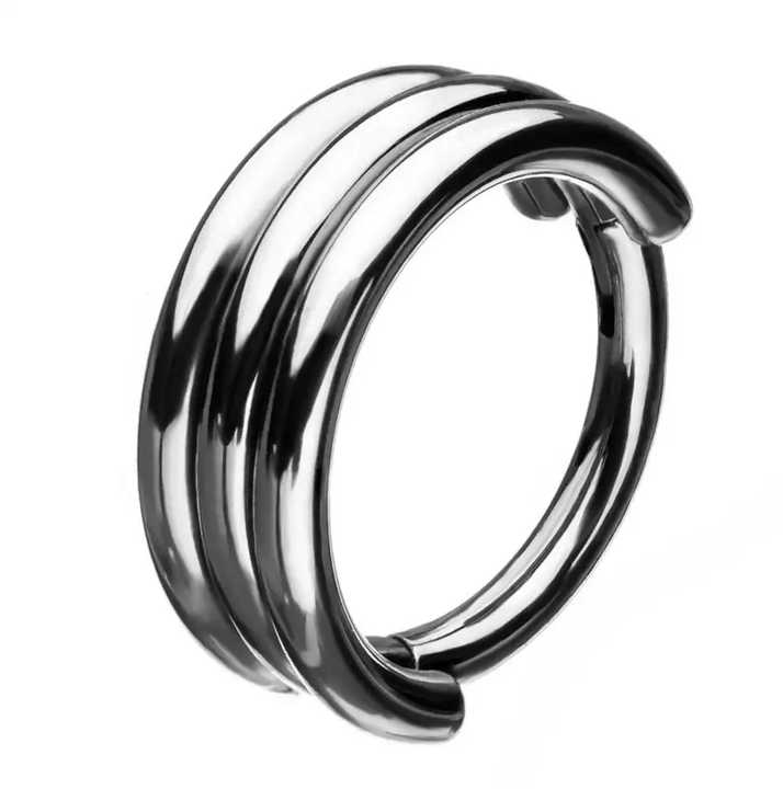 Surgical Steel Triple Stack Hinged Segment Clicker Nose Piercing Hoop ...