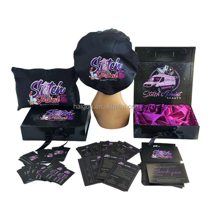 Custom Logo Hair Wig Gift Box Packaging with Satin Silk Insert