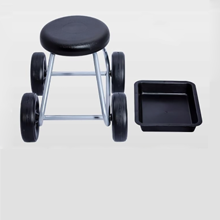 Pure Garden Modern Style Steel Rolling Stool Cart with Wheels and ...