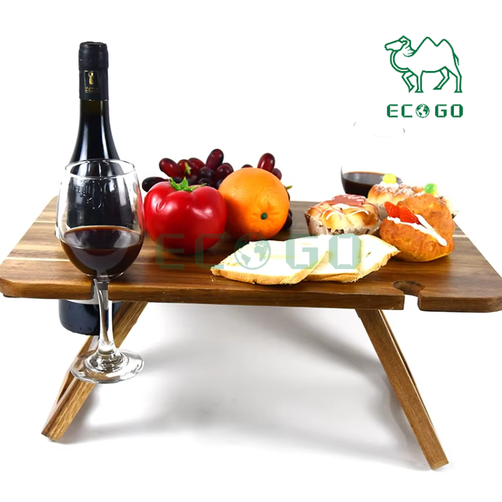 Modern Acacia Wine Snack Table Mini Bar Wood Carry Portable Outdoor ...