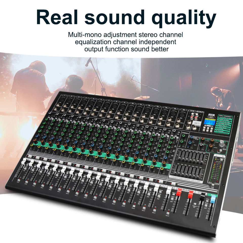 Biner DX16C Music Console Power Mixer - 16 Channel DSP