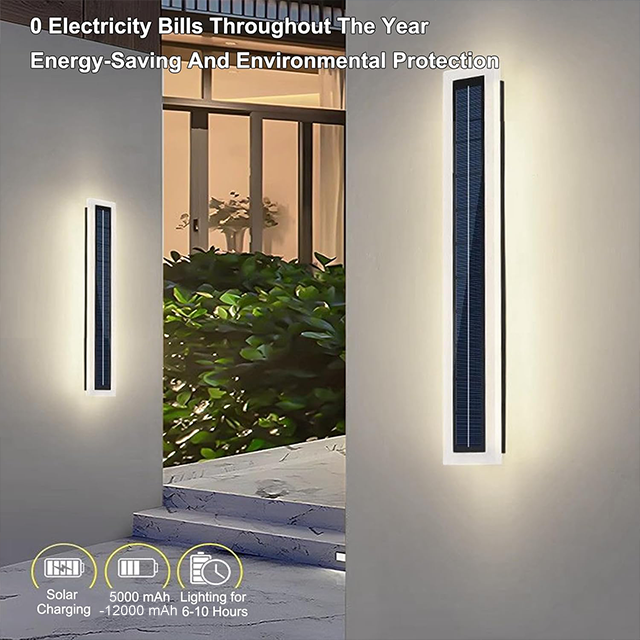 Solar Modern Long Strip LED Porch Linear Light IP65 Villa Sconce ...