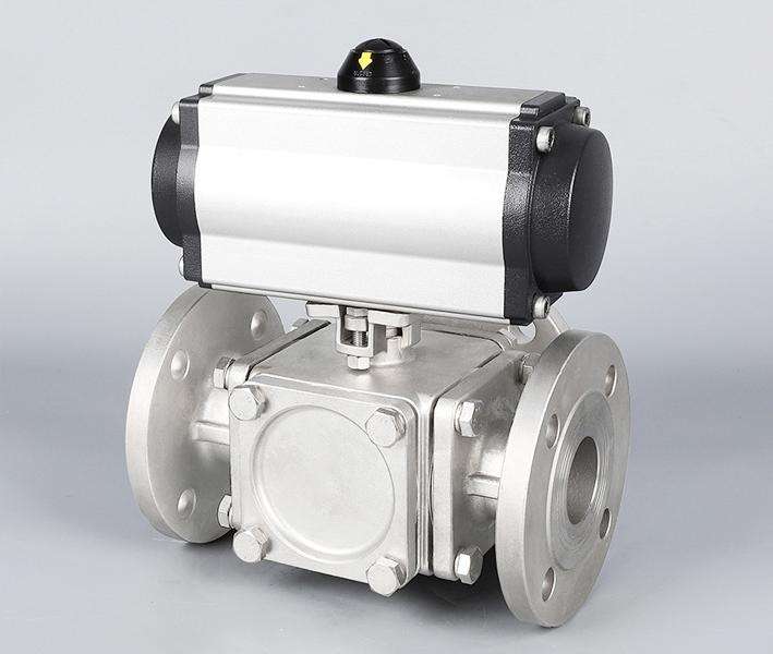 Stainless Steel Flange Ball Valve with Pneumatic Actuator Flange ...