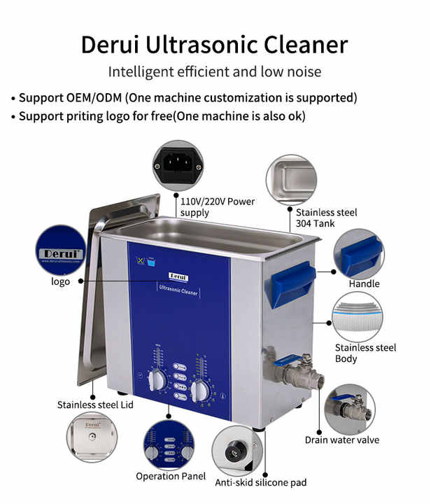 Derui 6L Ultrasonic Cleaner - High Quality for Jewelry & More