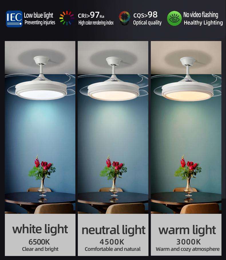 Retractable DC Motor Ceiling Fan with Remote Control LED Lighting ...