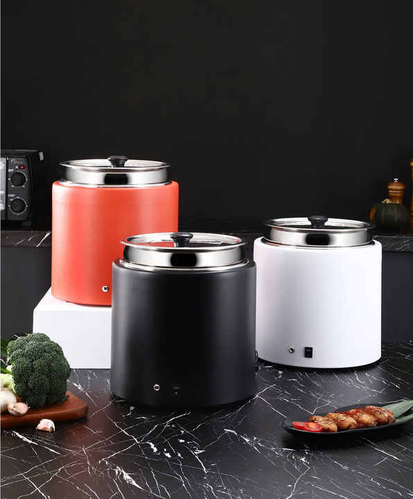 Red 10L Round Waterless Self-Serve Stainless Steel Electric Soup Pot ...