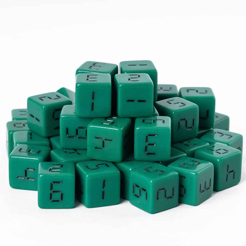 FACCUB Customizable Molded Acrylic DND Dice Set 16mm Green Clock-themed ...