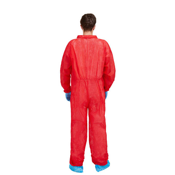 Disposable Red Color Ppe Protective Coverall Without Hood and Shoe ...