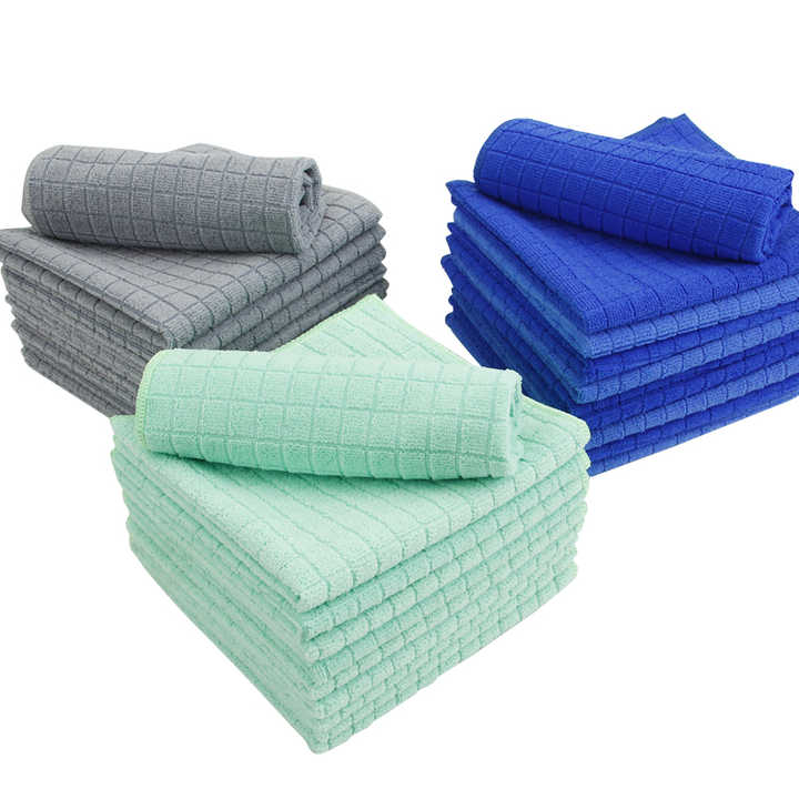 Wholesale Woven Microfiber Dish Cloth Quick-Dry Plaid Towel for Kitchen ...