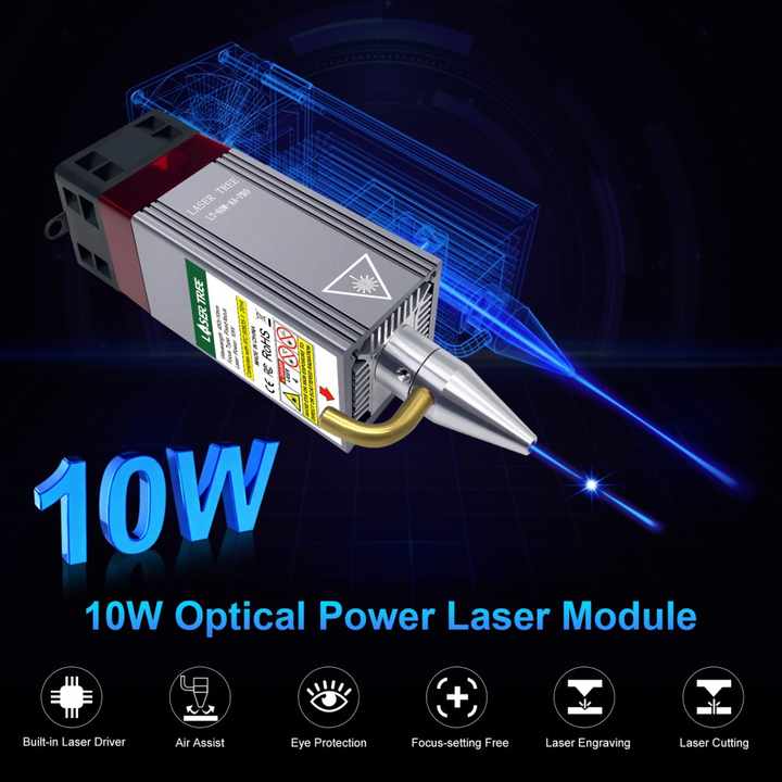 LASER TREE Kit de Módulo Láser de Diodo de Potencia Óptica de 5W 10W ...
