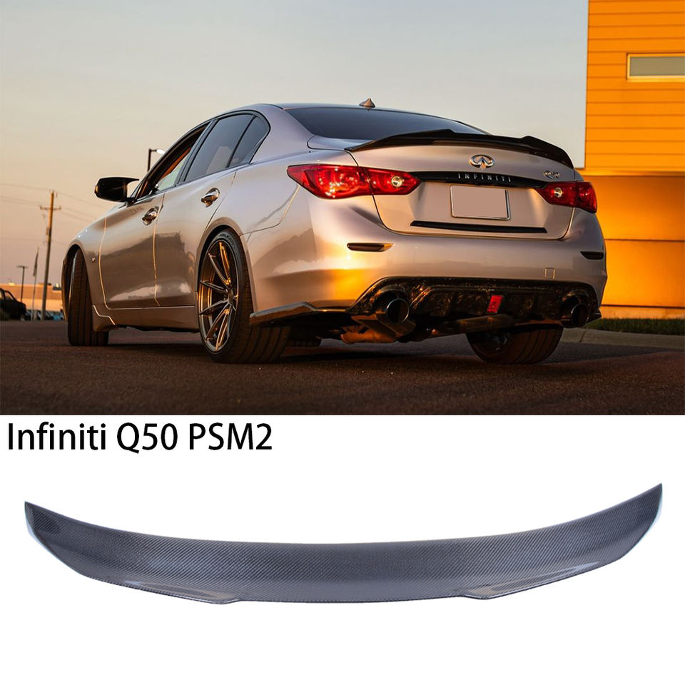 For Infiniti Q50 Q50S Q50L PSM2 Style Carbon Fiber Rear Spoiler Trunk ...