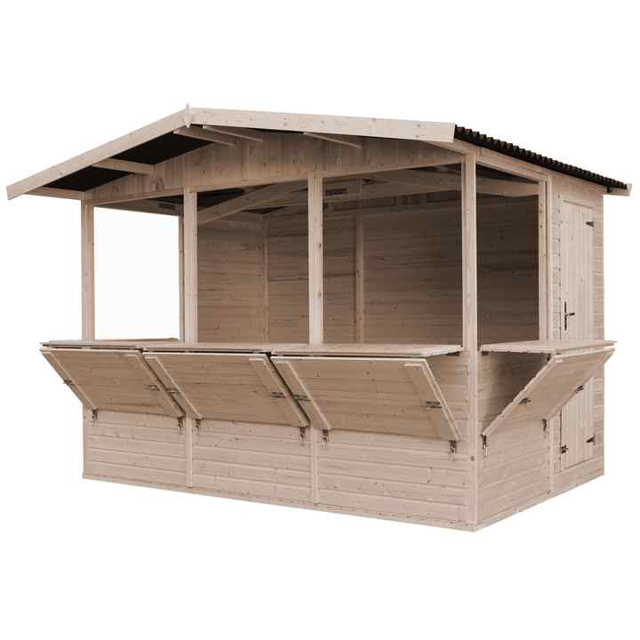 Wooden Market Stall 263 x 336 x H232 cm, 6.03m 2- Kiosk for Outdoor ...