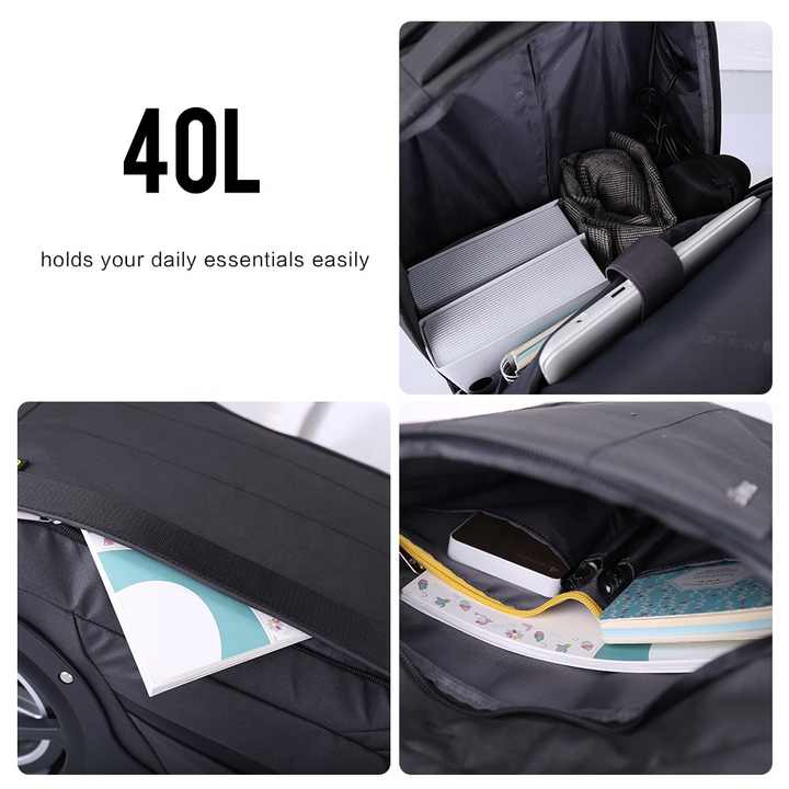Customizable 50L large capacity men business travel wheeled backpack trolley wheel rolling ...