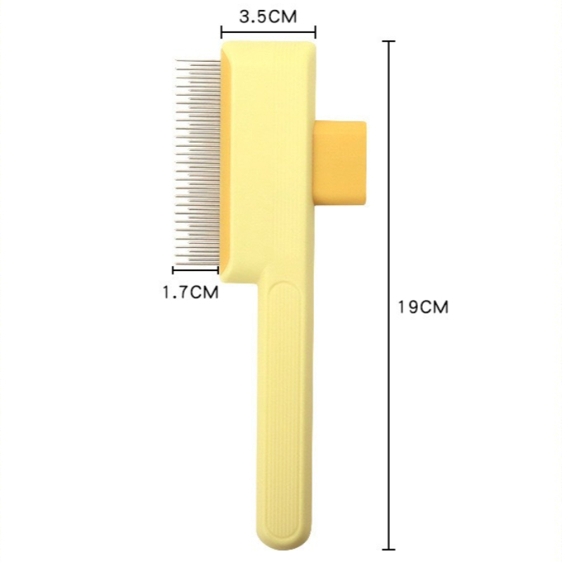 Self-Cleaning One-Click Detangling Pet Grooming Comb with Fine-Toothed ...