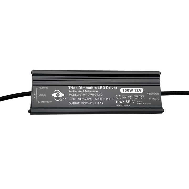 SAA 100-277V AC Input LED Driver 12.5A 12V 150W IP67 Constant Voltage Waterproof LED Driver ...