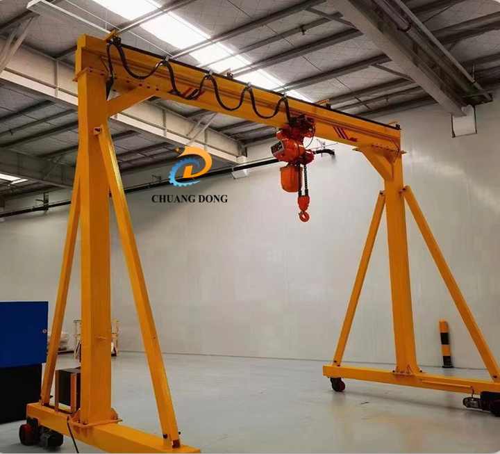 Lifting Beam a Frame 1-5t Mini Gantry Crane Small Mobile Portable Gantry Crane with Chain Hoist ...