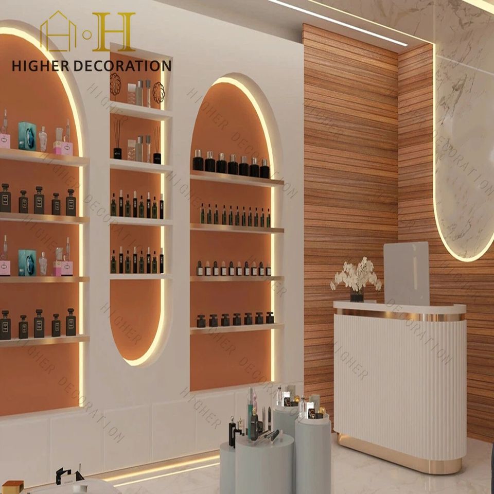 Custom Modern Perfume Store Design Wooden Perfume Cabinet LED Perfume ...