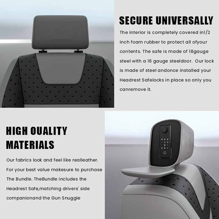 Black Leather Headrest Passenger Seat Safety Box With Intelligent Lock ...