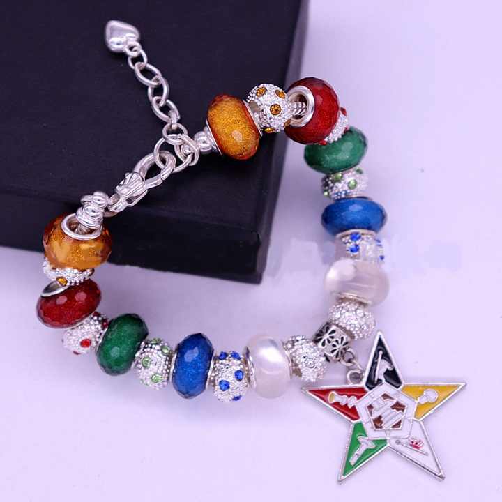 Custom OES Order Eastern Star Charm Bracelet for Women OES Rhinestone ...