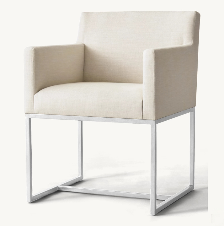Modern Emery Stainless Steel Golden Upholstery Fabric Dining Chair Arm ...