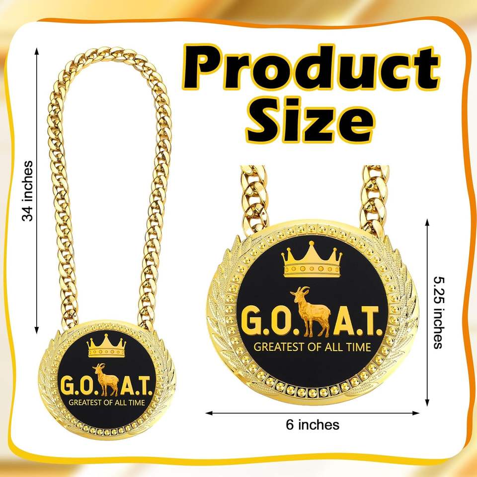 Custom Gold Champ Goat Medal Necklace | Turnover Chain for Football MVP ...
