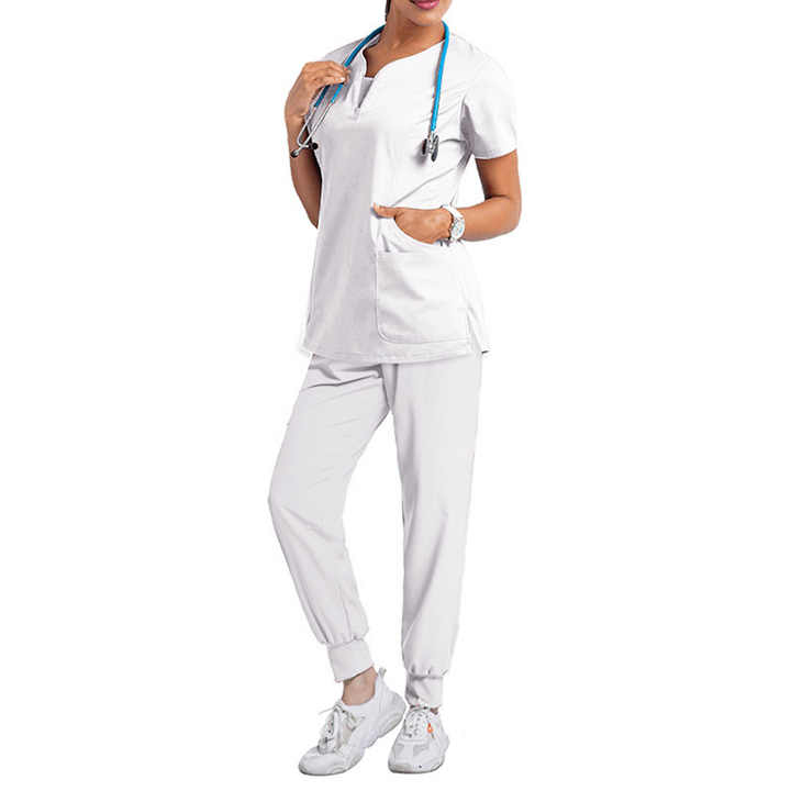 Wholesale Clinic Zipper White Uniforms Medical Scrubs Top Shirt Cheap ...