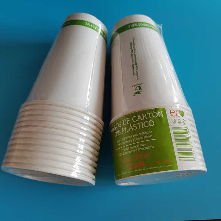 12oz Water Based Cup Plastic Free Paper Cups With Shrink Pack for ...