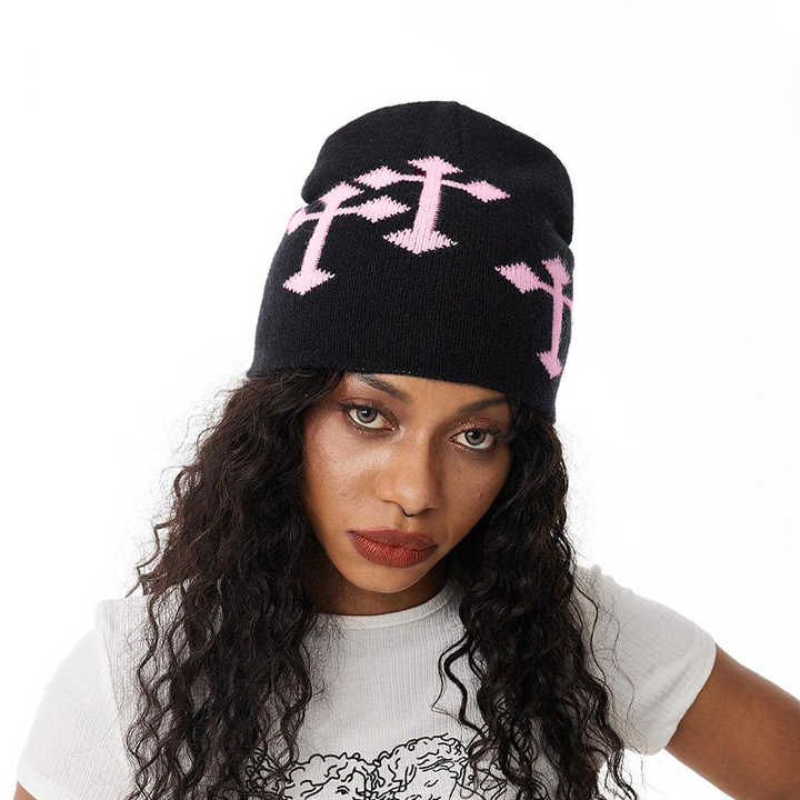 Warm and Stylish Cross Knitted Beanie Hat - Jacquard Beanie