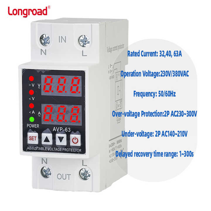 Phase Protector 63A Single Phase Over Voltage , Under Voltage And ...