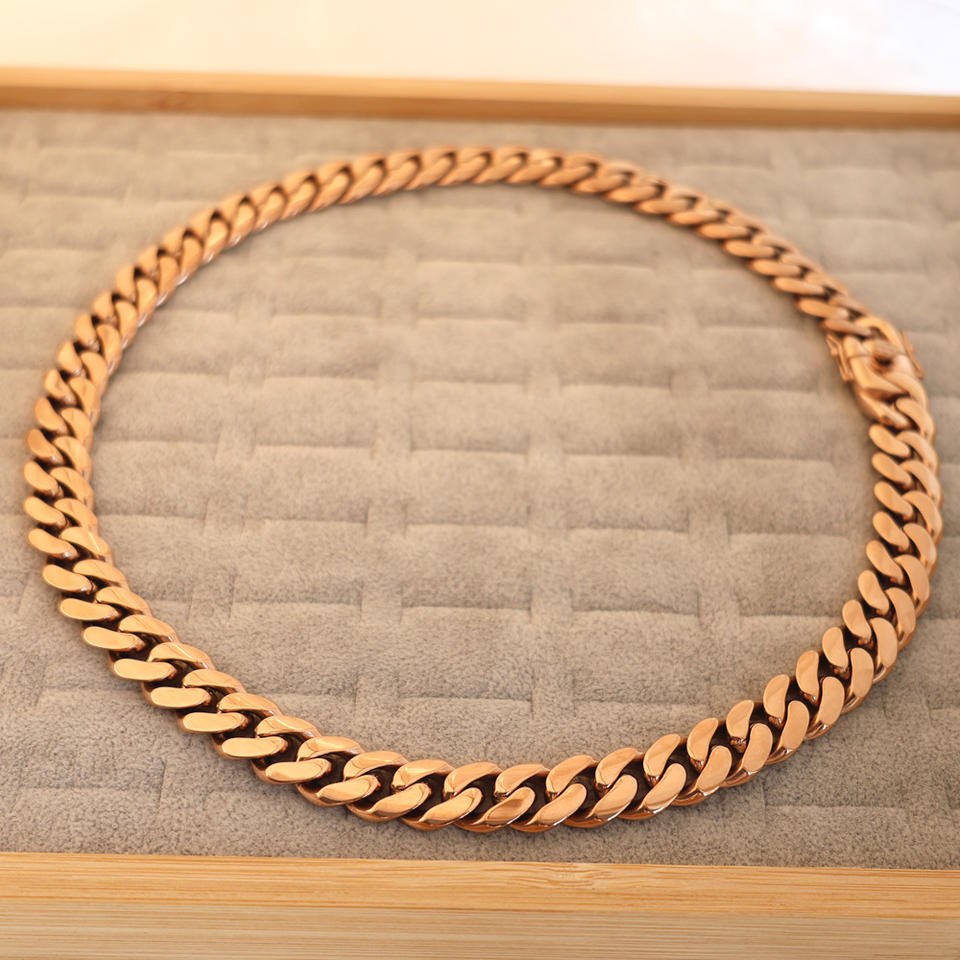Thick 14mm Cuban Link Chain Stainless Steel Necklace 18K Gold Plated ...