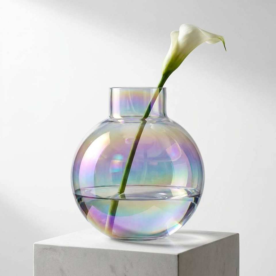 Wholesale Nordic Home Decor Iridescent Spherical Round Shape Glass Vase ...