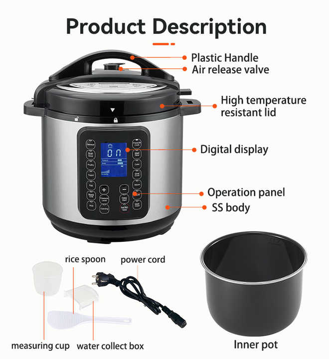Modern Automatic Multi Smart Electric Pressure Cooker LCD Display Large ...