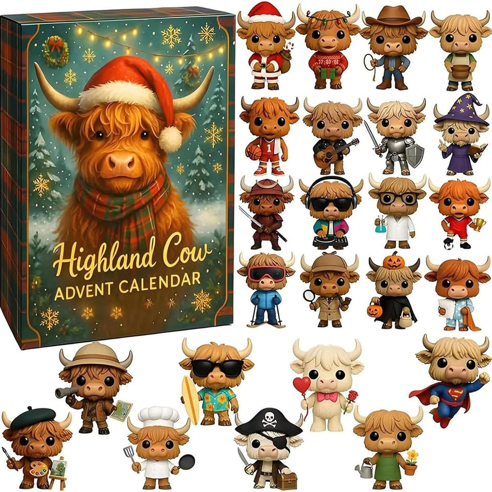 Highland Cow Advent Calendar Acrylic Christmas Keychain| Alibaba.com