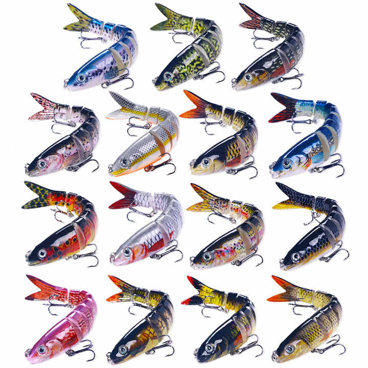 Custom 13.4cm/18g Artificial Bass Fish Lure - Multi Jointed