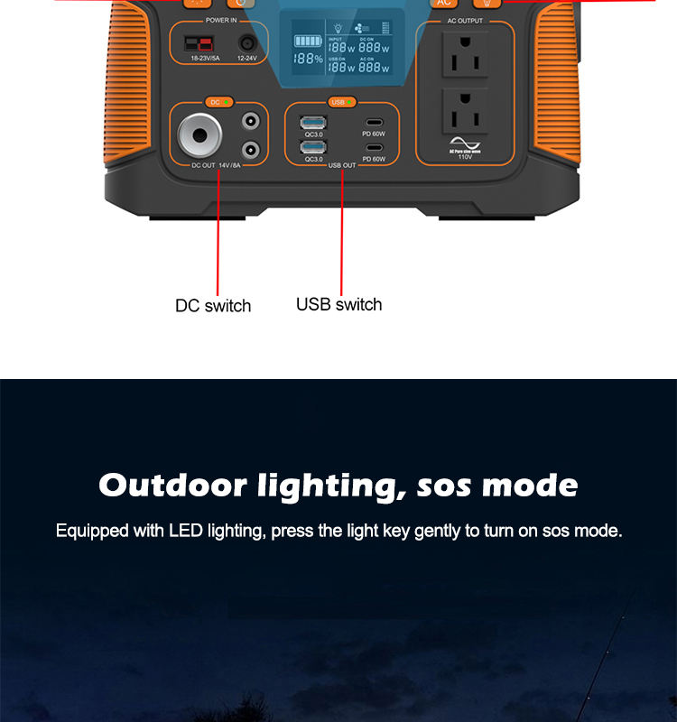 110V 220V Li-ion Battery Off Grid Portable Solar Generator 1000W 1500W ...