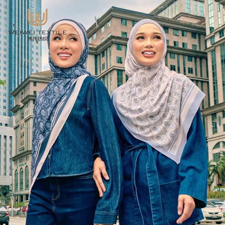 Wholesale Autumn Women's Printed Cotton Voile Bawal Tudung Shawl ...