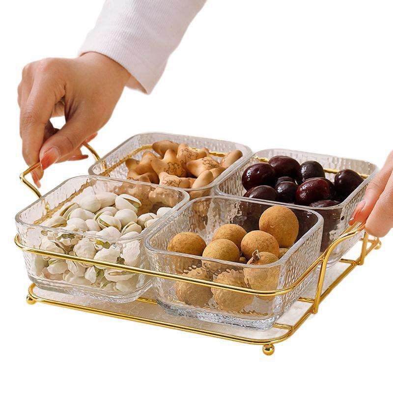 Simple Modern Light Luxury Style Golden Edge Glass Fruit Plate Cover ...