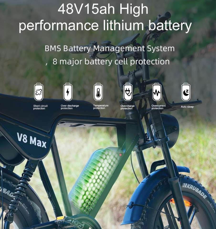 V8 Max 48V 15Ah Lithium Battery Electric Mountain Bike City Bike ...