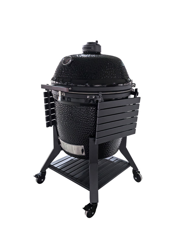 Glossy Deep Black Modern 28-Inch Ceramic Egg Shaped BBQ Stove High ...