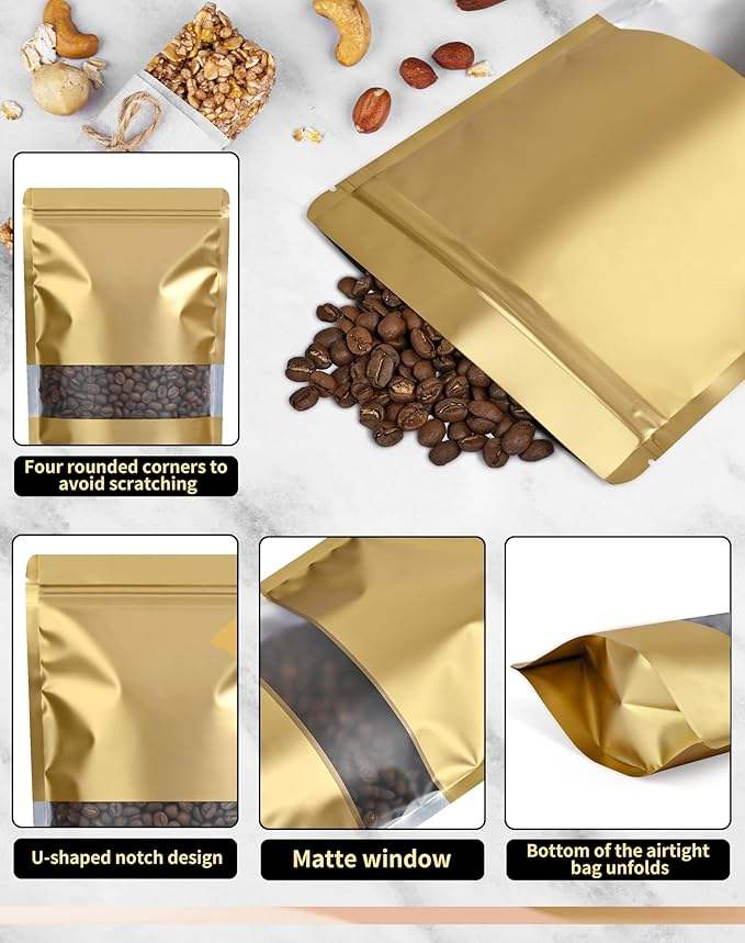 Smell Proof Bags, Resealable Bags with Matte Window, Foil Pouch Stand ...