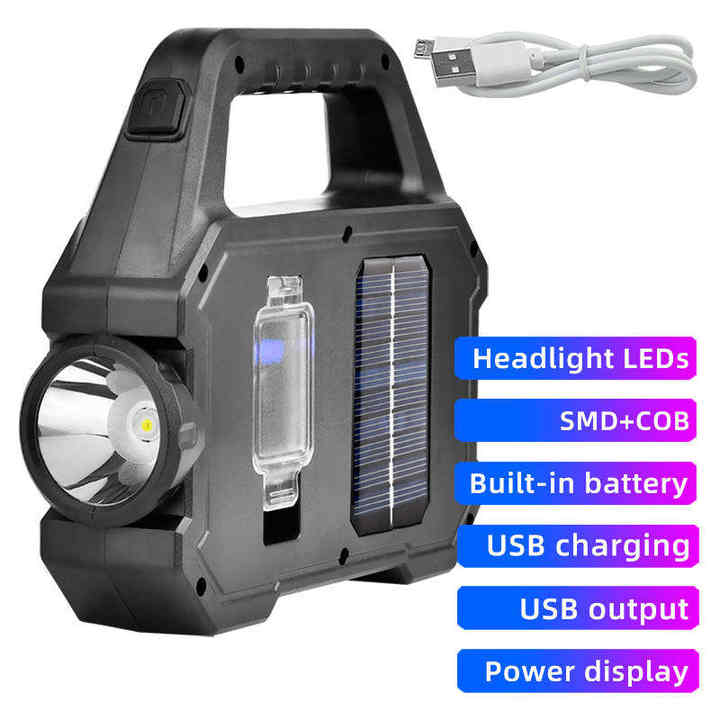Hot Sale Portable Holder Power Display Search Light Solar Charging COB ...