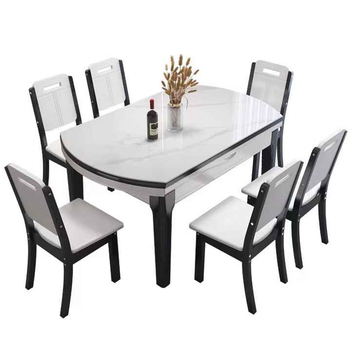 Modern Home Furniture Dinning Table Set 6 Seater Round Marble Dining Table for Restaurant ...